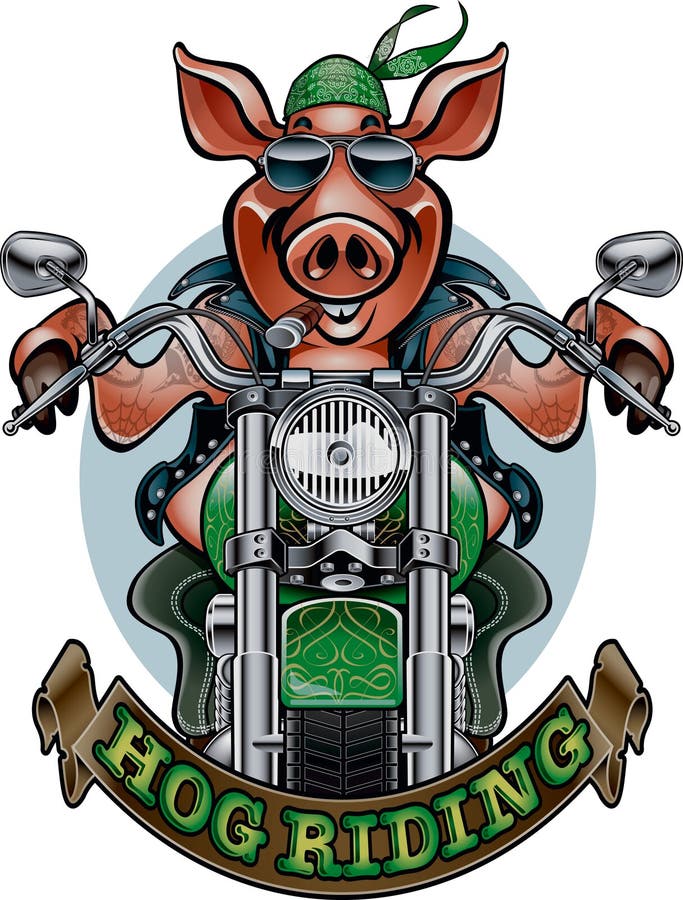 Happy Pig Driving a Motorcycle Stock Vector - Illustration of design ...