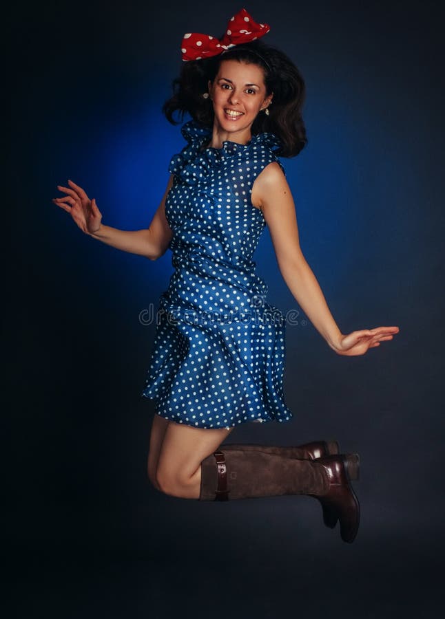 Happy Pin Up Girl Jumping Stock Photos - Free & Royalty-Free Stock ...