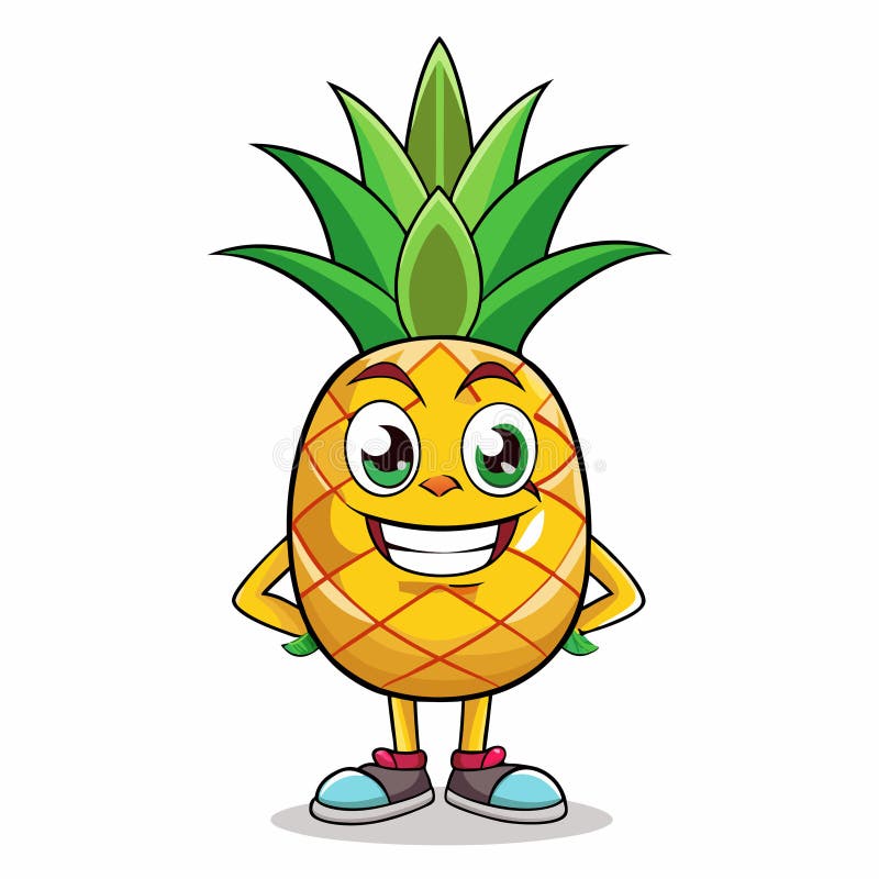 Happy Pineapple Cartoon Character with Hands on Hips, Smiling Stock ...