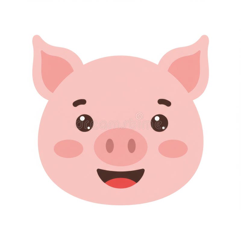 Happy Pink Pig Cartoon Illustration Stock Illustration - Illustration ...