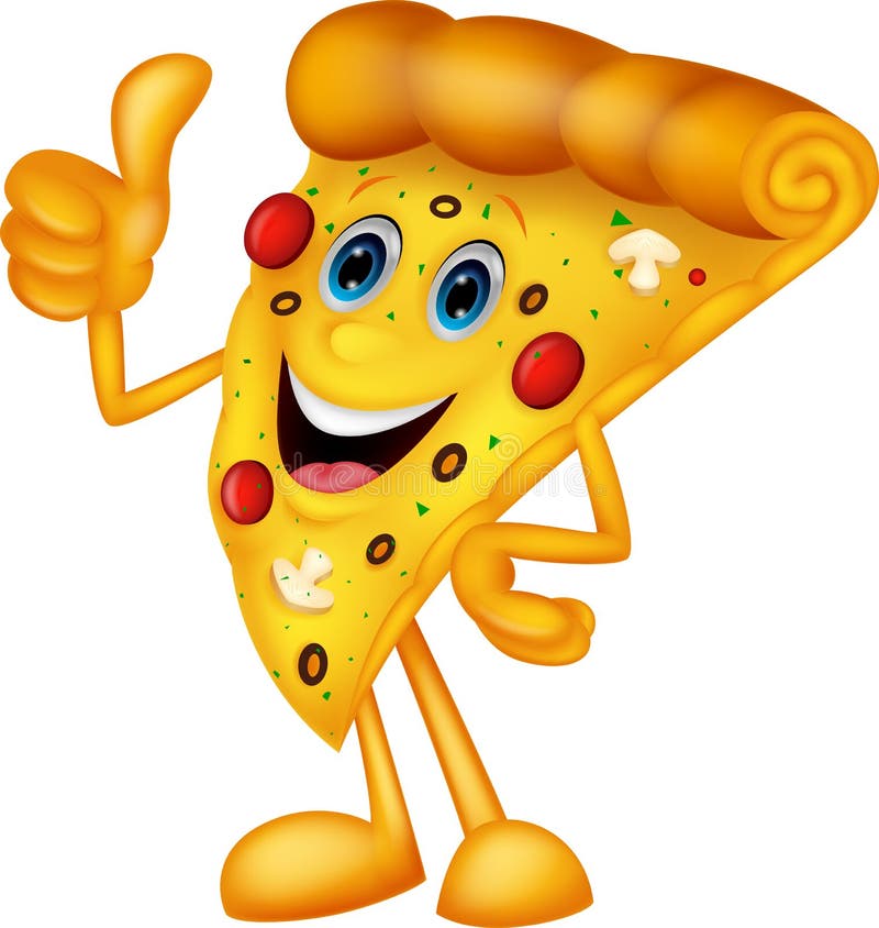 Happy Pizza Cartoon with Thumb Up Stock Vector - Illustration of ...