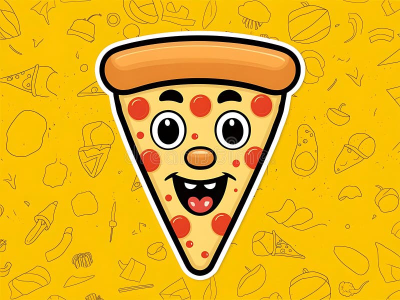 Happy Pizza Face Coloring Sheet Printable Stock Illustration ...