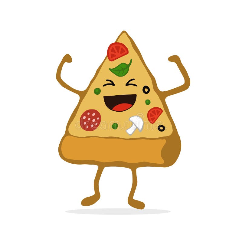 Happy pizza slice stock vector. Illustration of pizzeria - 293906221