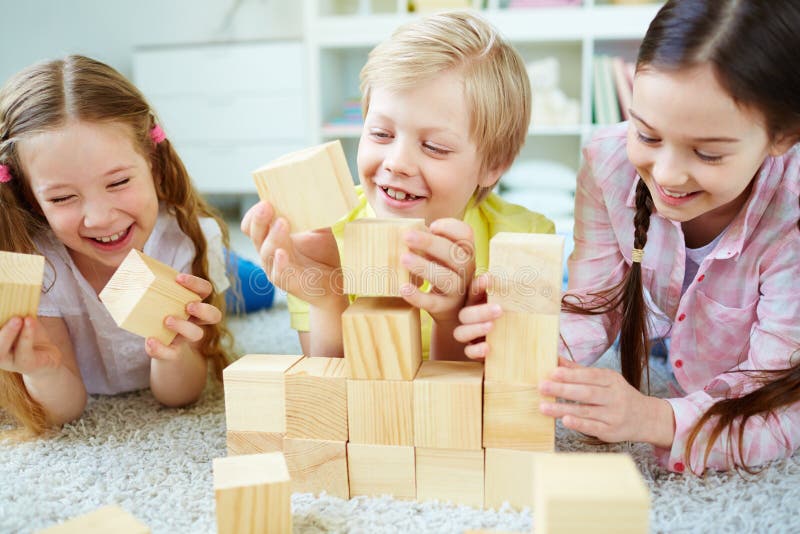 Happy play stock photo. Image of children, cube, leisure - 58733378