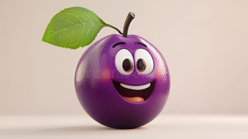 Happy Plum Character stock illustration. Illustration of fresh - 391683741