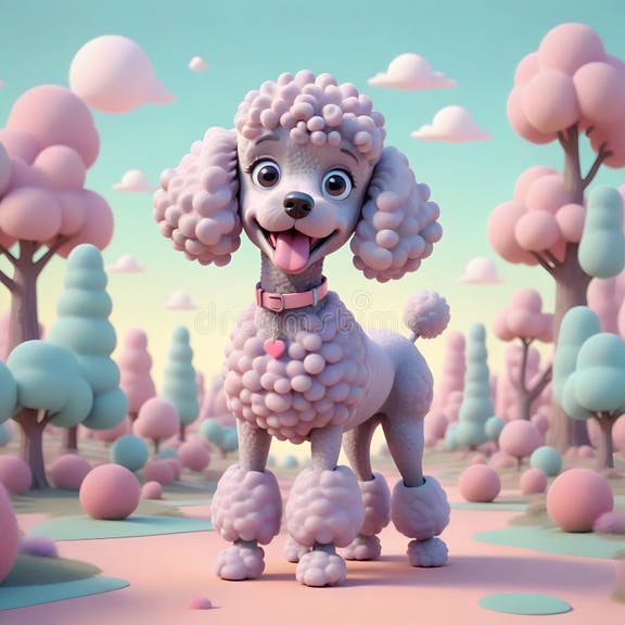 Happy Poodle in a Pastel World Stock Illustration - Illustration of ...