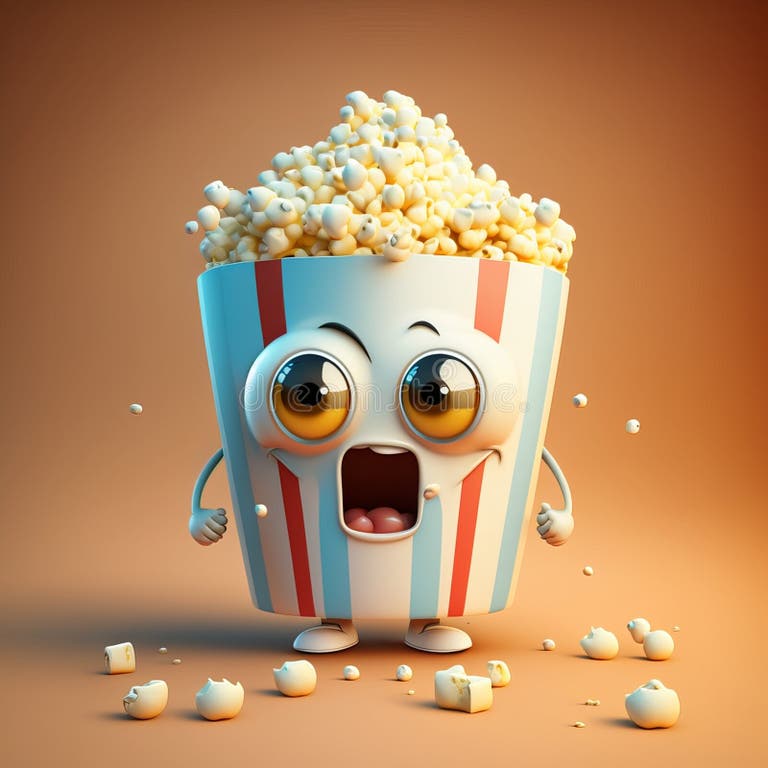 Happy Popcorn Character, Generative AI Stock Illustration ...