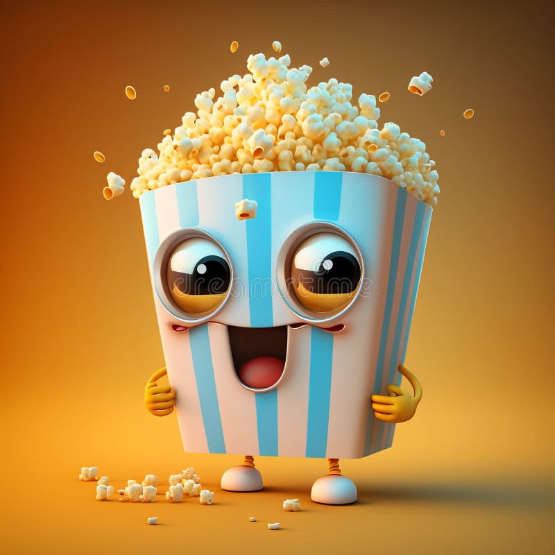 Happy Popcorn Character, Generative AI Stock Illustration ...