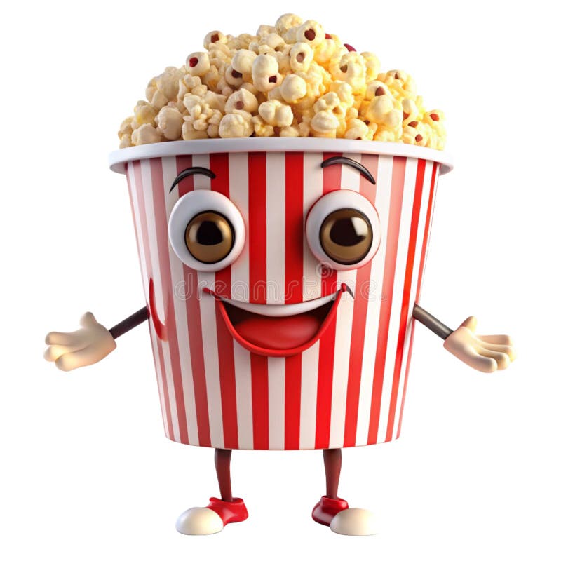 Happy Popcorn Character Isolated Stock Illustration - Illustration of ...