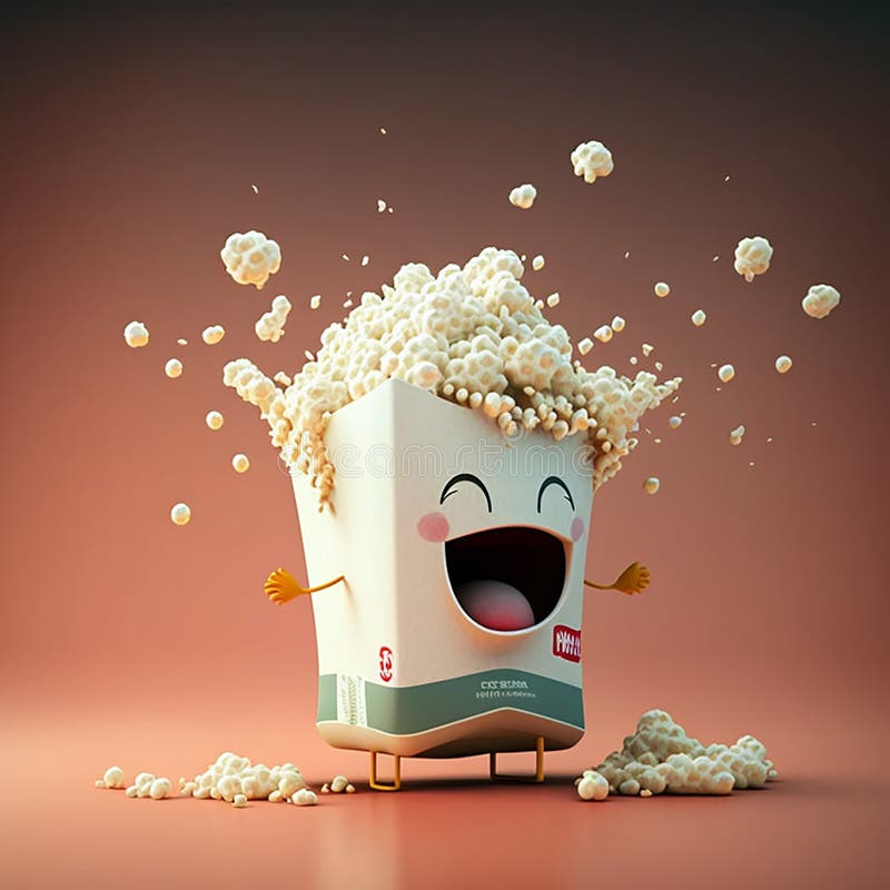 Happy Popcorn Character Using Generative AI Stock Illustration ...