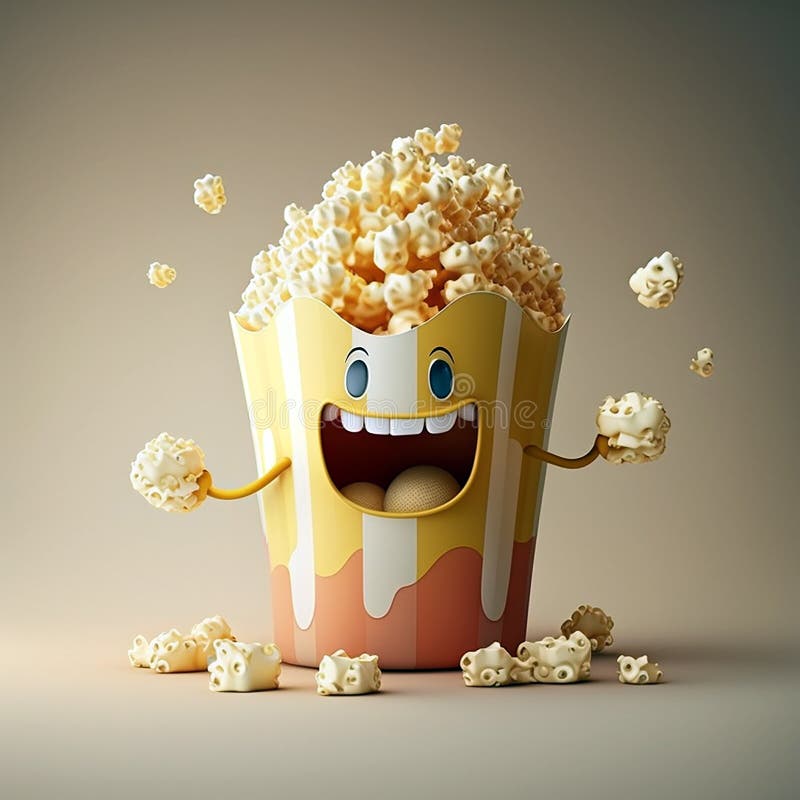 Happy Popcorn Character Using Generative AI Stock Illustration ...