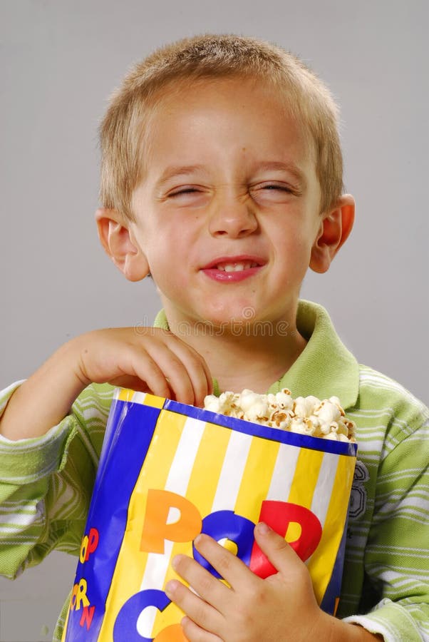 Happy popcorns. stock image. Image of enjoy, funny, appetizing - 11295931