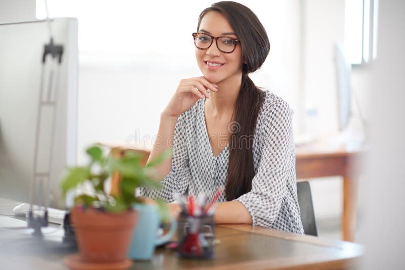 Happy, Portrait or Woman on Computer for Problem Solving, Project ...