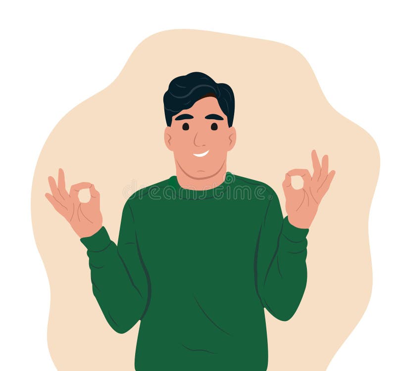 Happy Positive Man Showing Gesture. Ok Sign and Gesture Language ...
