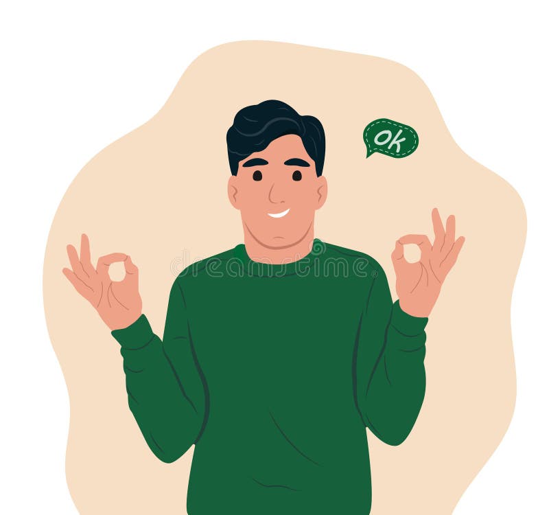 Happy Positive Man Showing Gesture. Ok Sign and Gesture Language ...