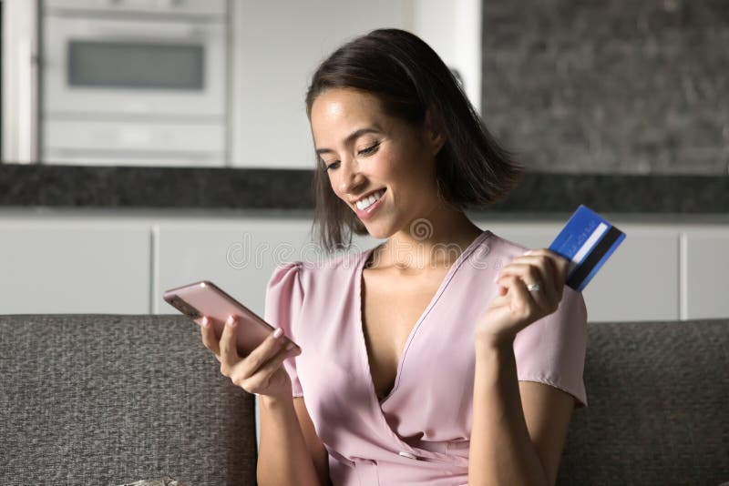 Happy Positive Young Bank Customer Woman Using Credit Card Stock Image ... Happy Positive Young Bank Customer Woman Using Credit Card Stock Image ...