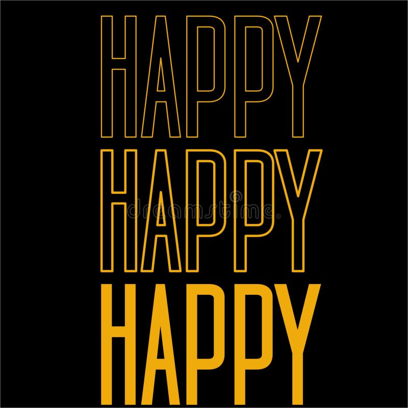 Happy Poster with Letters Colored in Golden Yellow Stock Illustration ...