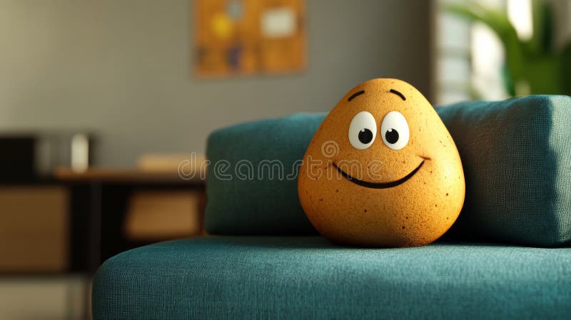 Happy Potato Sitting on Sofa Stock Illustration - Illustration of ...
