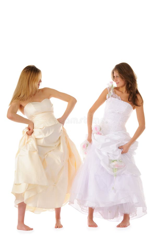 Happy Pregnant Bride with Girlfriend Stock Image - Image of gown ...