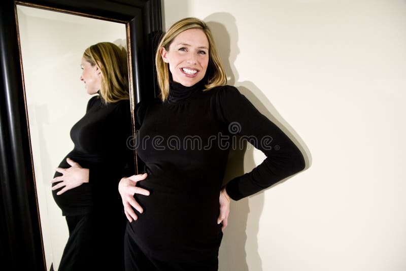Happy pregnant woman stock image. Image of smiling, hand - 10664673