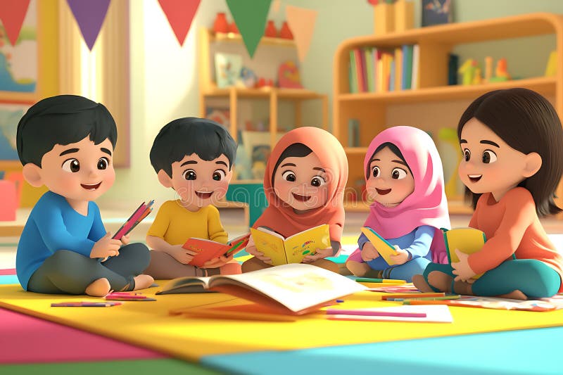 Joyful Kids Story Time: Preschool Children Reading and Drawing Together ...