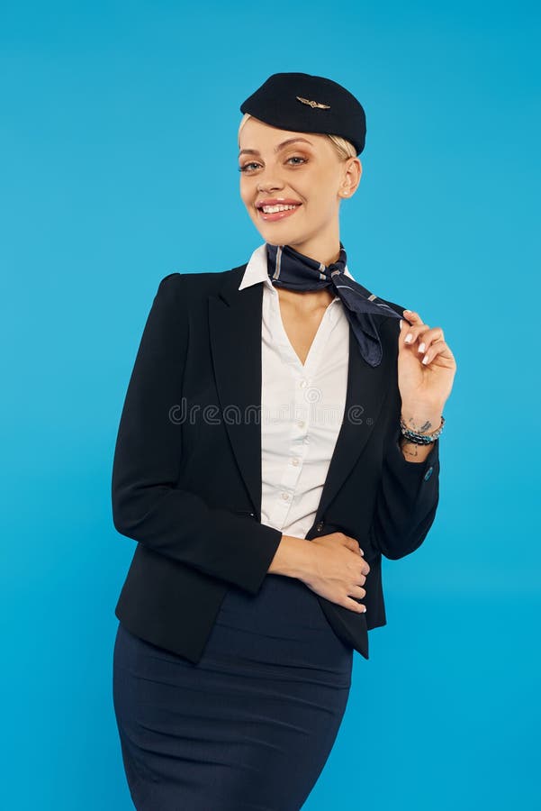 Happy and Pretty Air Hostess in Stock Image - Image of confident, chic ...