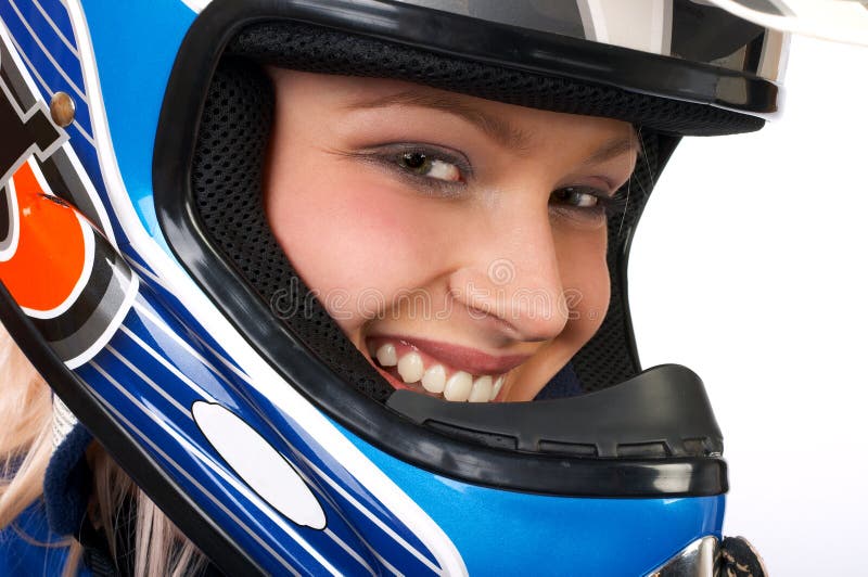 Happy pretty biker. stock photo. Image of beautiful, girl - 400362