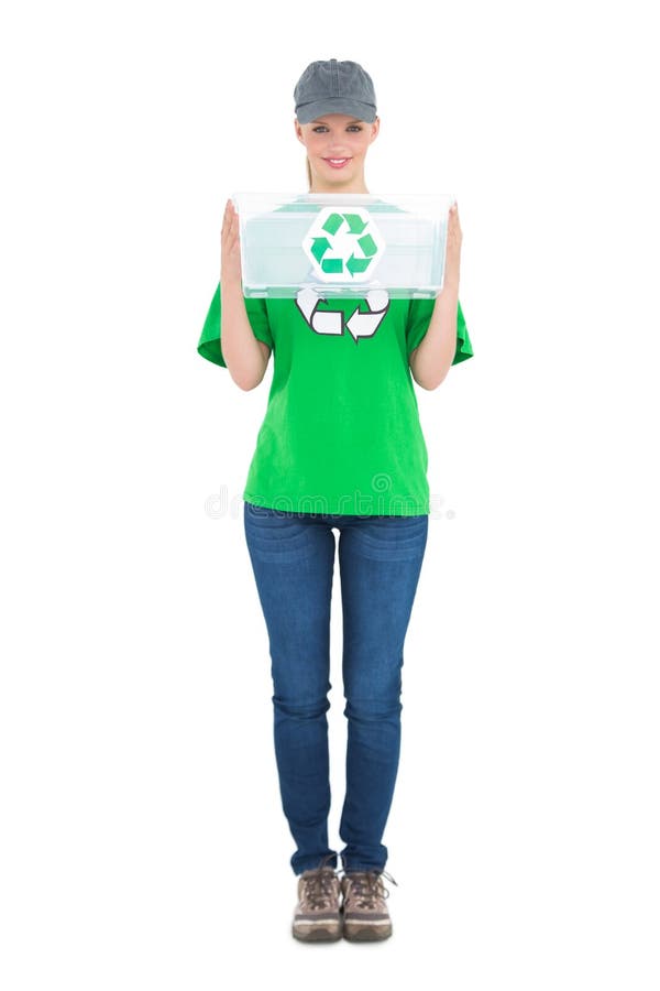 Happy Pretty Environmental Activist Holding Recycling Box Stock Photos ... Happy Pretty Environmental Activist Holding Recycling Box Stock Photos ...