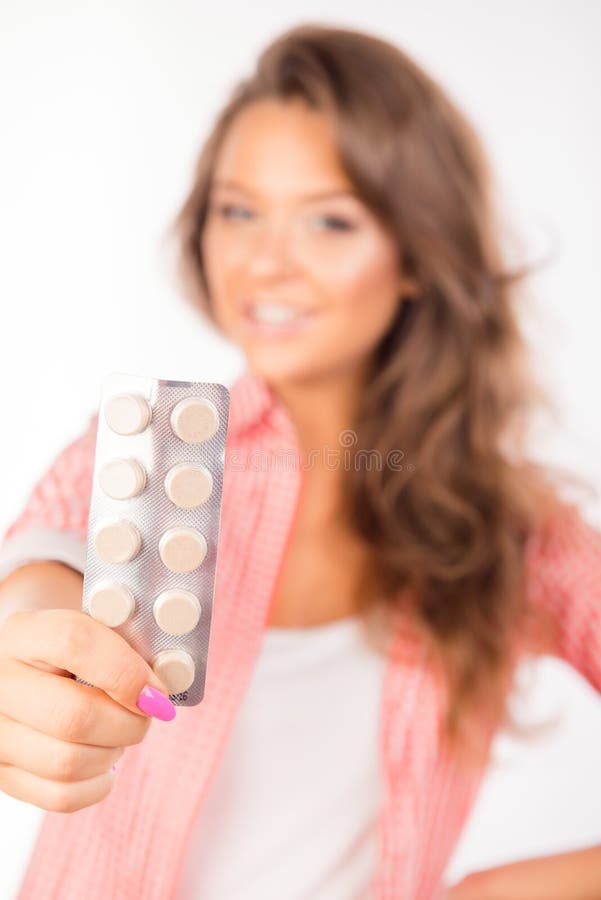 Happy Pretty Girl Holding Tablets Stock Photo - Image of health ...