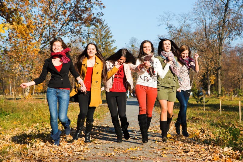 Happy Pretty Girls in the Park Stock Photo - Image of happy, caucasian ...