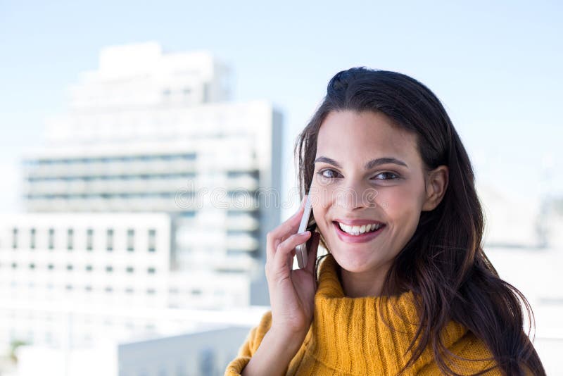 Happy Pretty Woman on the Phone Stock Image - Image of communication ...
