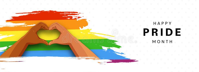 Happy Pride Month Banner Or Header Design With Gay Couple Forming A