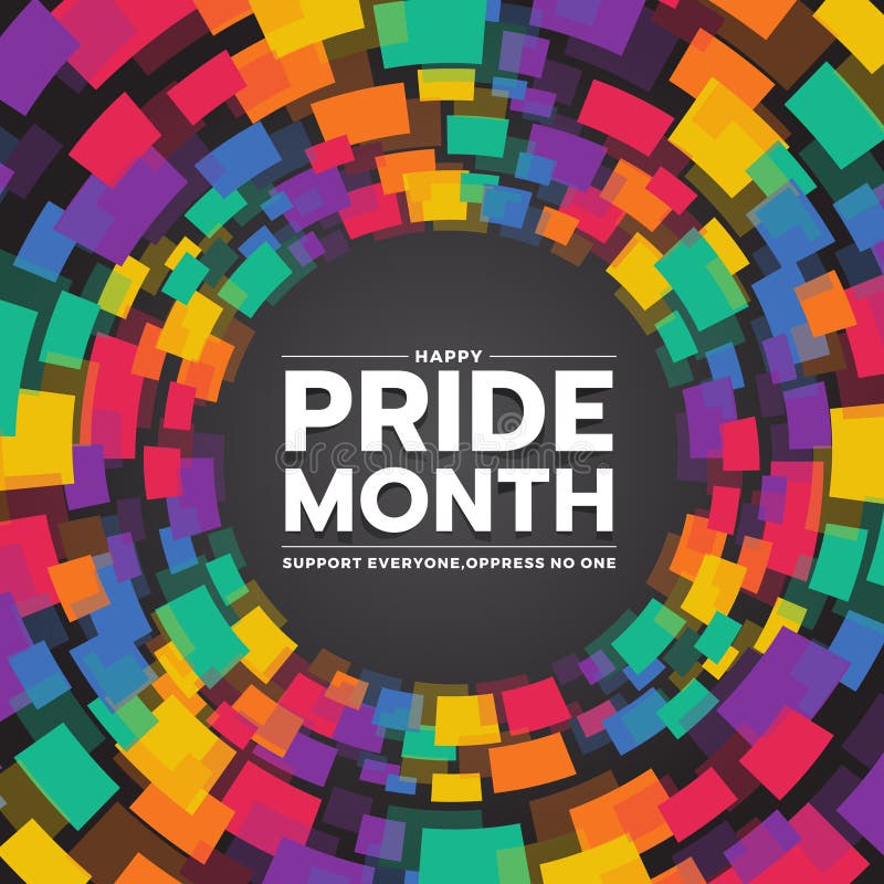 Happy Pride Month Text in Rainbow Color Square Curls into a Circle ...
