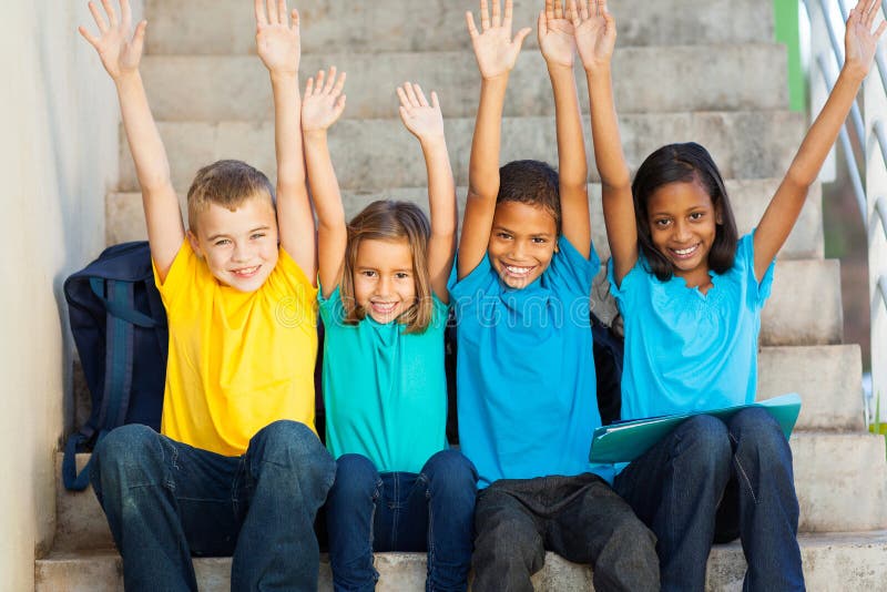 Happy primary students stock photo. Image of elementary - 32553548