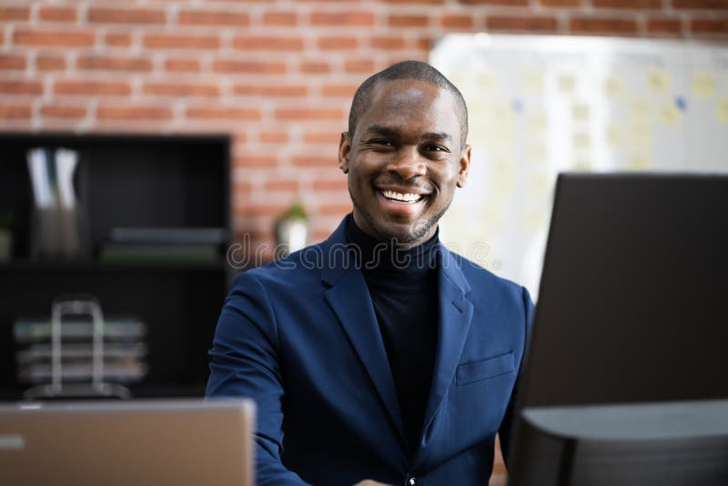 Happy Professional African Employee Stock Photo - Image of business ...