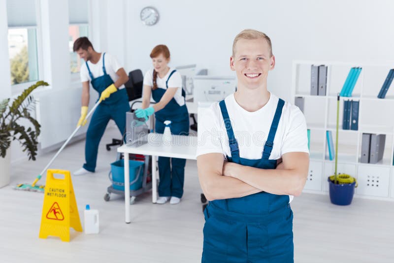 Happy professional cleaner stock image. Image of employment - 78926861
