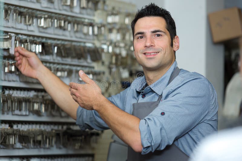 Happy Professional Key Maker Stock Image - Image of worker, success ...