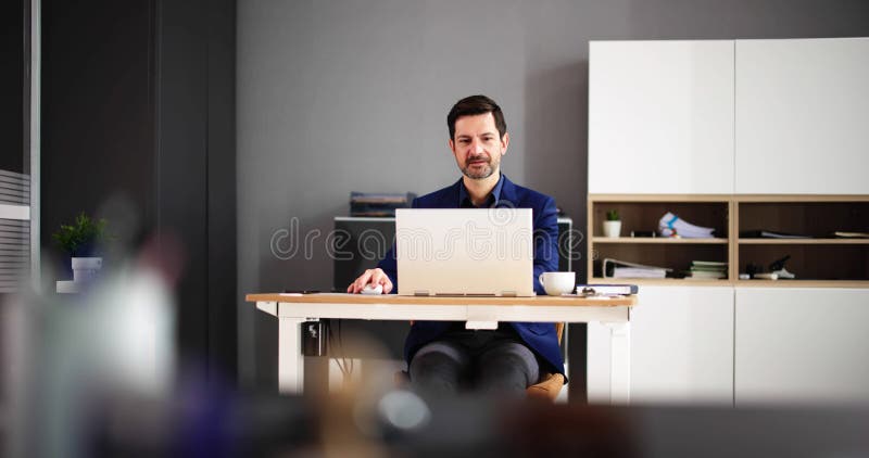 Happy Professional Man Employee Using Computer Stock Photo - Image of ...