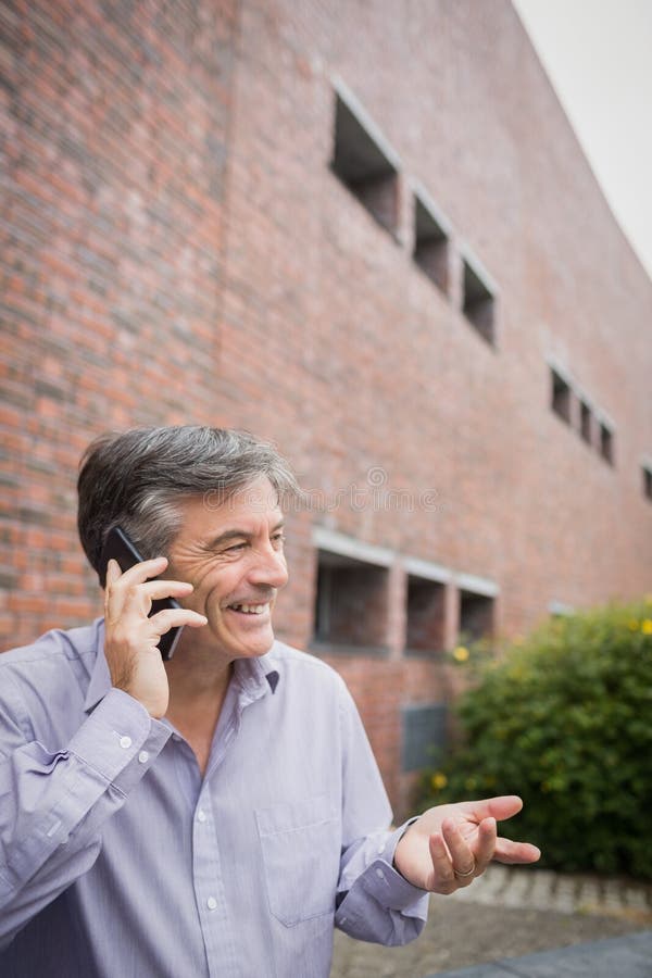 Happy Professor Talking on Phone Stock Photo - Image of confident ...