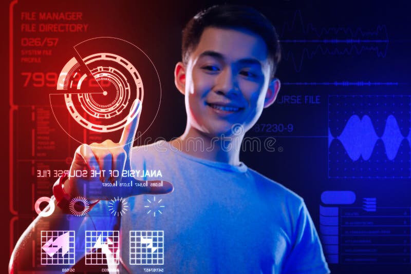 Happy Programmer Smiling while Testing a New Security System Stock ...