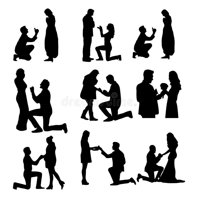 Happy Propose Silhouette Vector Art Design. Stock Vector - Illustration ...