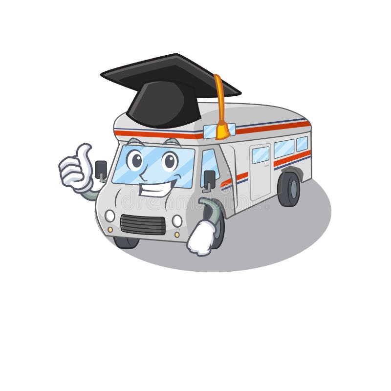 Happy and Proud of Campervan Wearing a Black Graduation Hat Stock ...