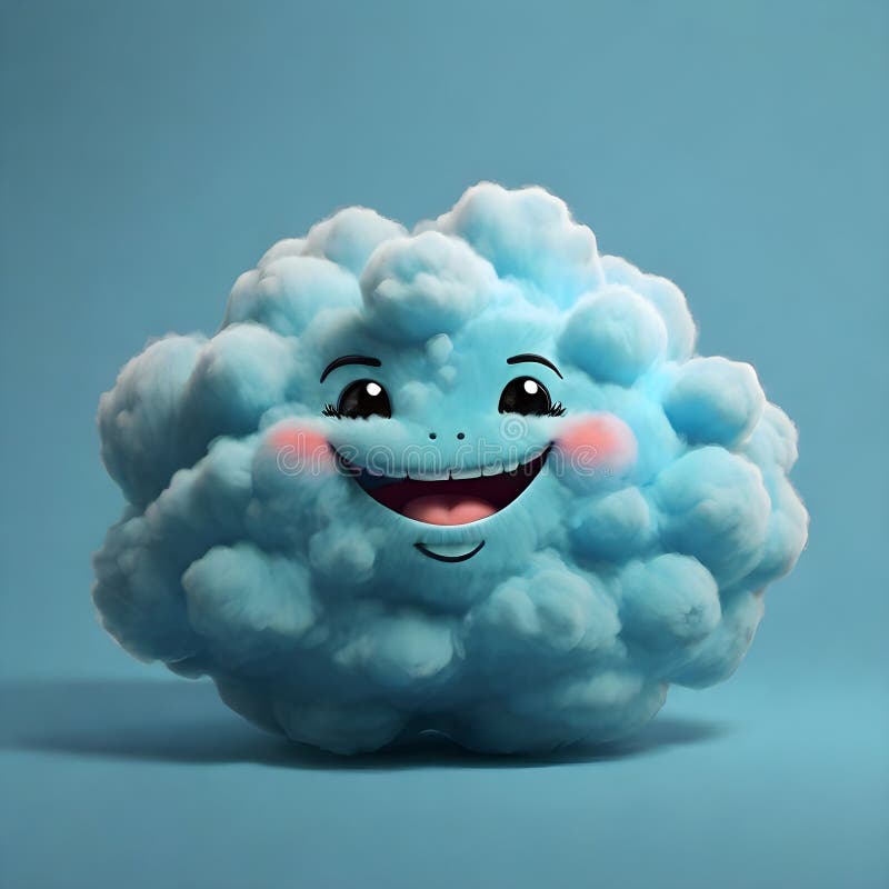 Happy puffy cyan cloud stock illustration. Illustration of sign - 312203479