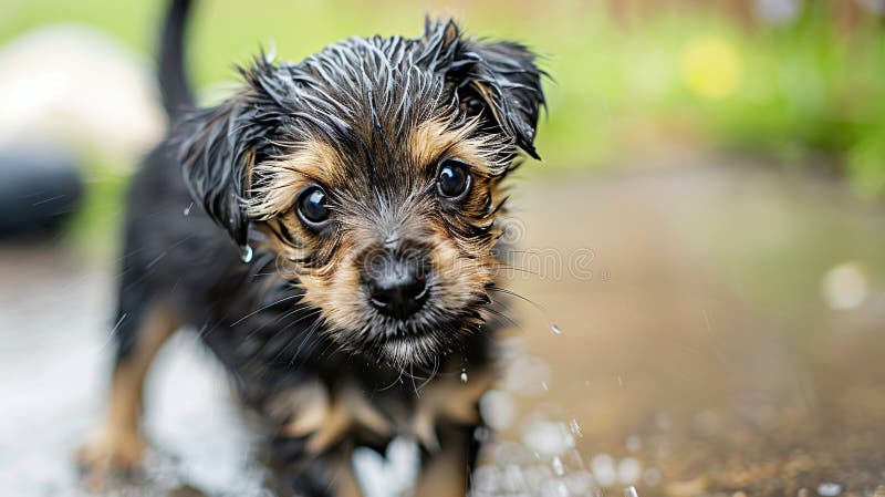 Happy Puppy Dog Active Wet Play. Generative Ai Stock Illustration ...