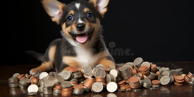 Happy Puppy Dog Smiling with Dollar Realistic 4k Stock Image - Image of ...