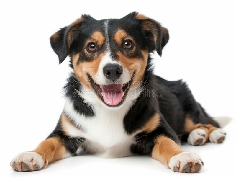 Happy Puppy Dog Smiling on Isolated White Background Stock Photo ...
