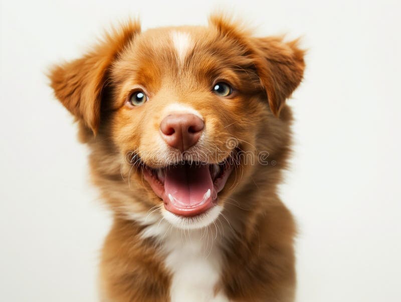 Happy Puppy Dog Smiling on Isolated White Background Stock Photo ...
