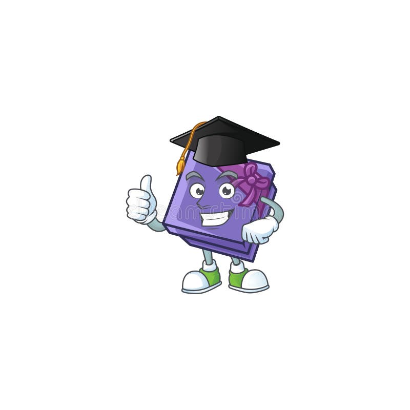 Happy Purple Love Balloon Wearing a Black Graduation Hat Stock Vector ...