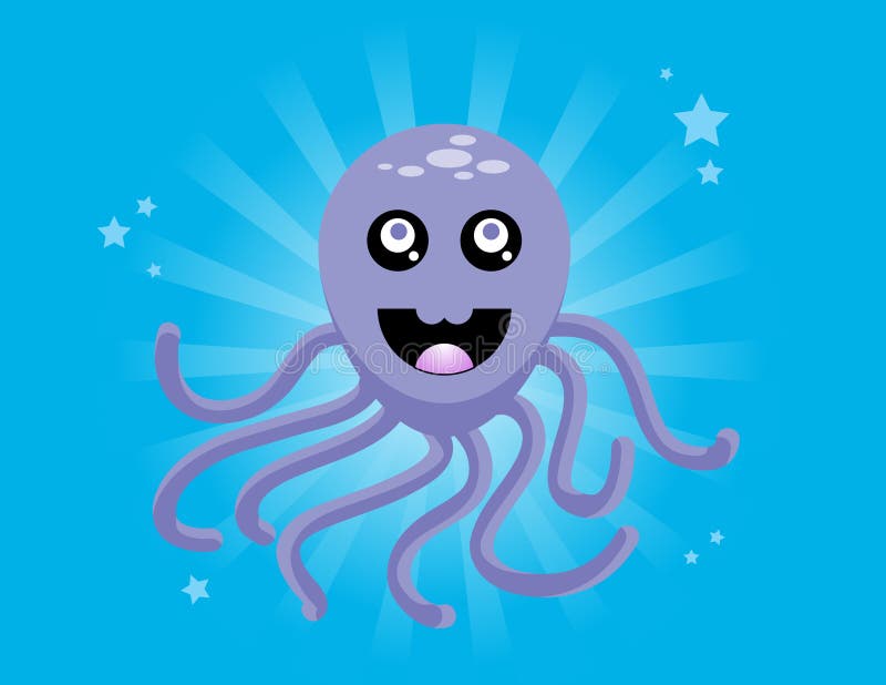 Happy Purple Octopus stock vector. Illustration of animals - 13720183