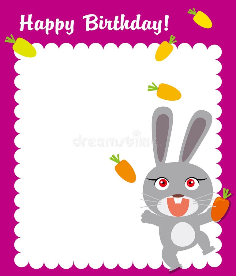 Happy Rabbit Birthday Frame Stock Vector - Illustration of birthday ...